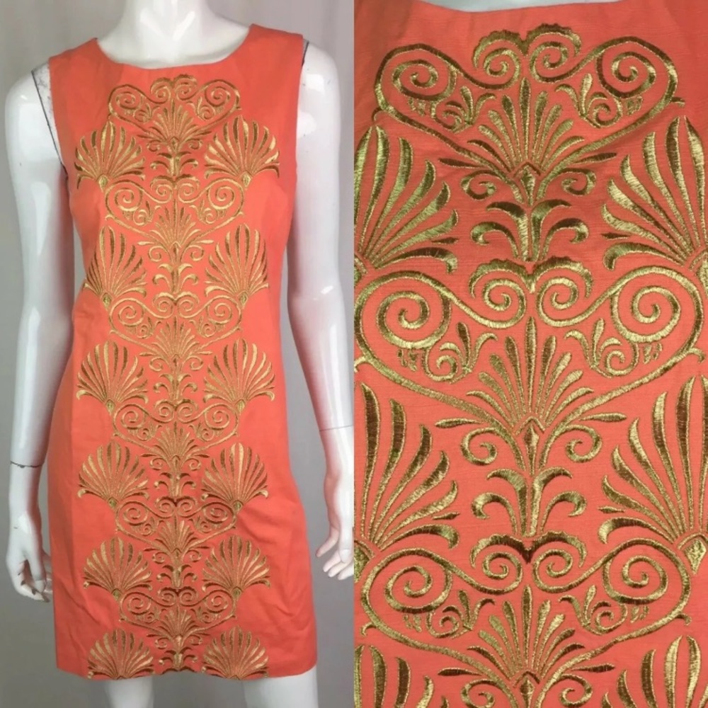 Beth Bowley Metallic Embroidered Sheath Dress - Gem